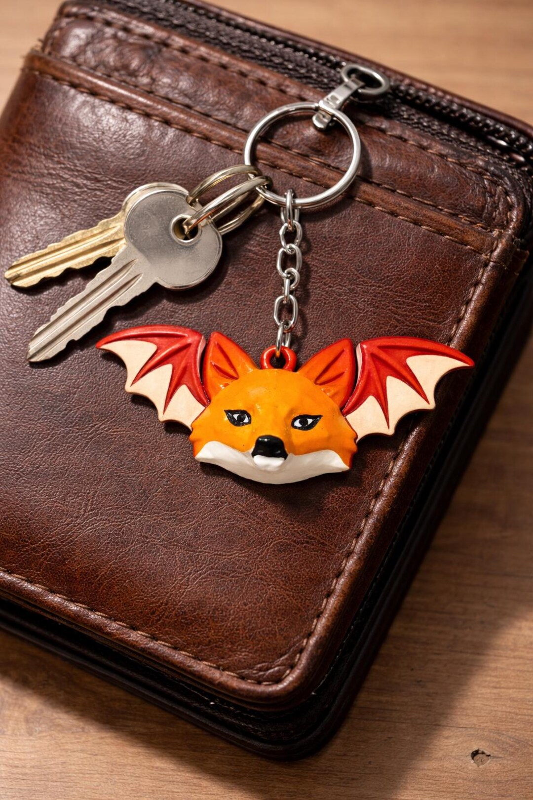 Winged Fox Bat Hybrid 3D Printed Keychain – Hand-painted Fox Bat Head ...