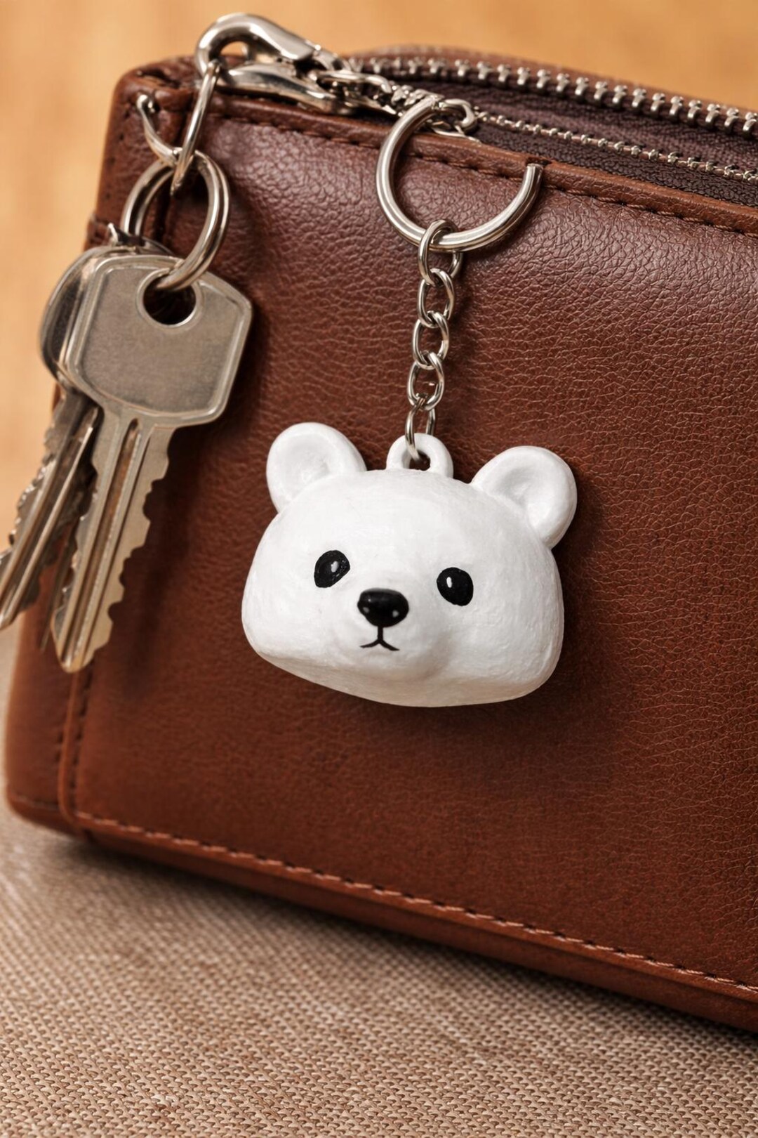 3D Printed Polar Bear Keychain – Hand Painted PLA Animal - Etsy