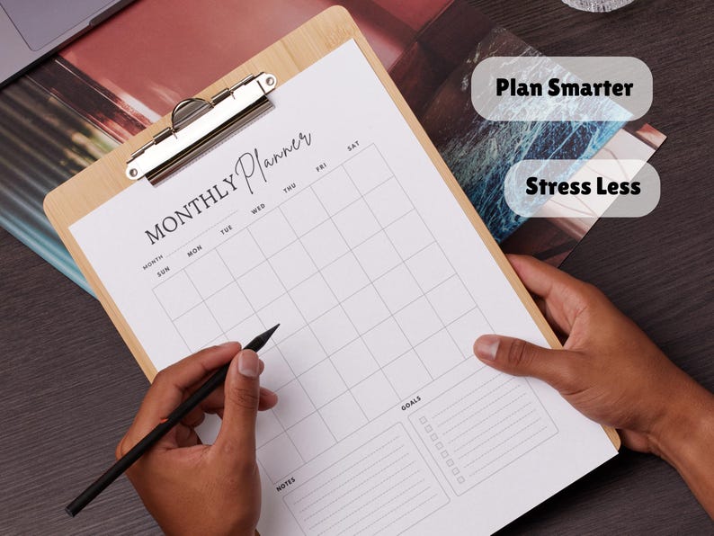 Editable Monthly Planner Canva Template | Minimalist Undated Calendar ...