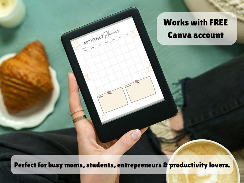 Editable Monthly Planner Canva Template | Minimalist Undated Calendar ...