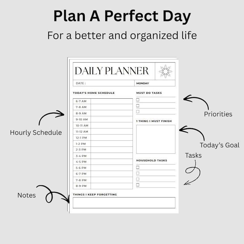 Minimal Daily Printable Planner 2026, Simple Productivity Planner for ...