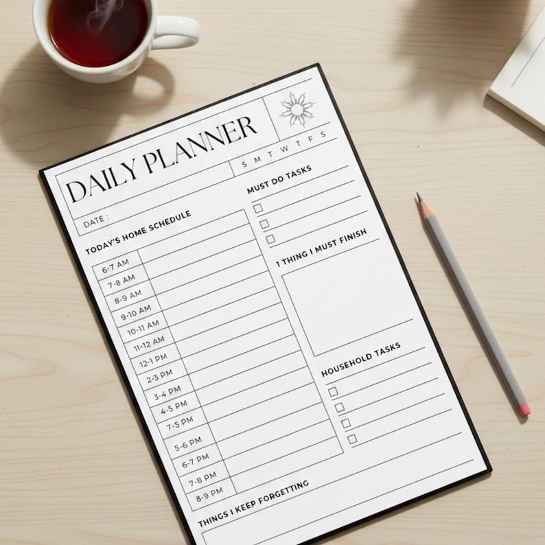 Minimal Daily Printable Planner 2026, Simple Productivity Planner for ...