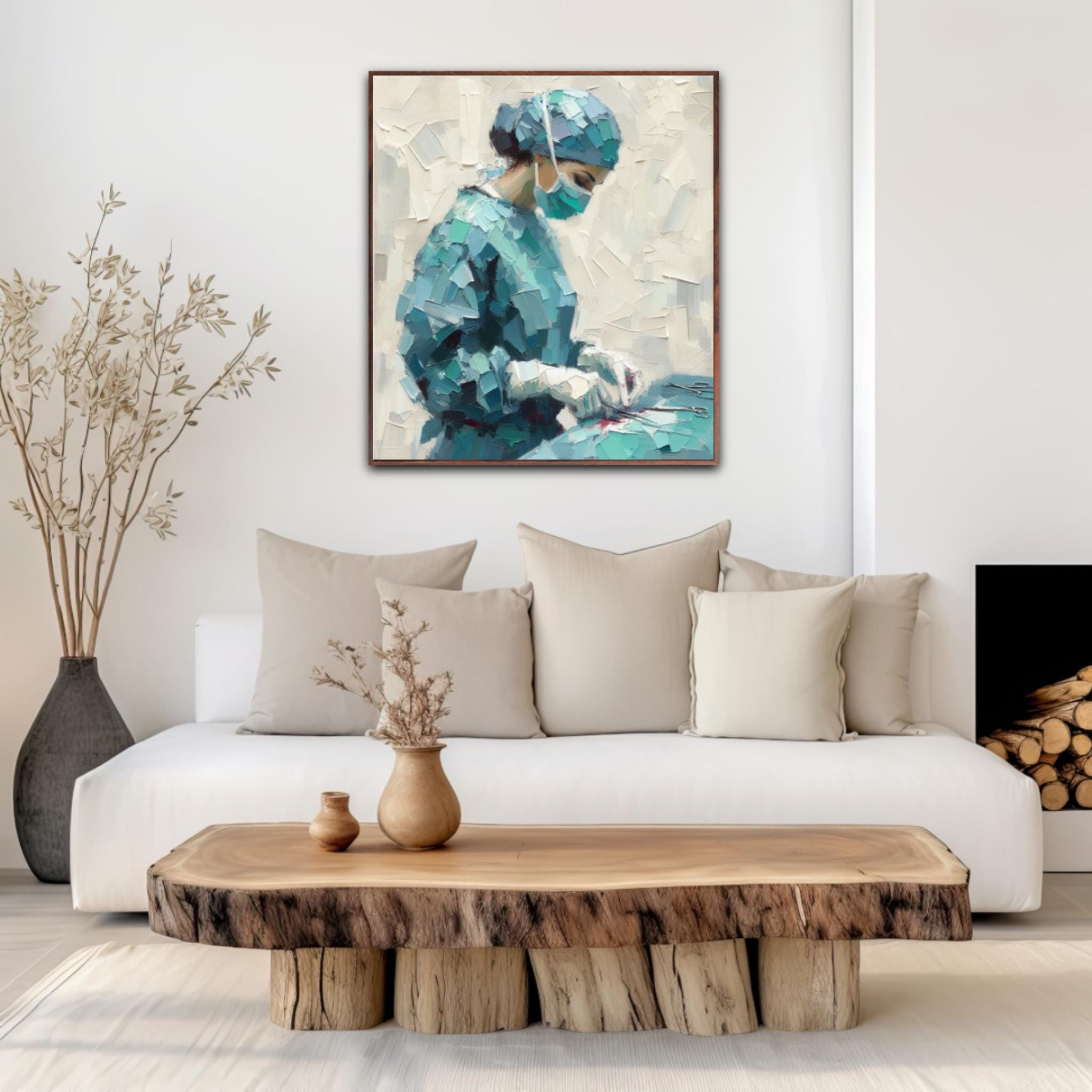Female Surgeon 40" - Original Oil Painting, Surgical Procedure, Medical ...