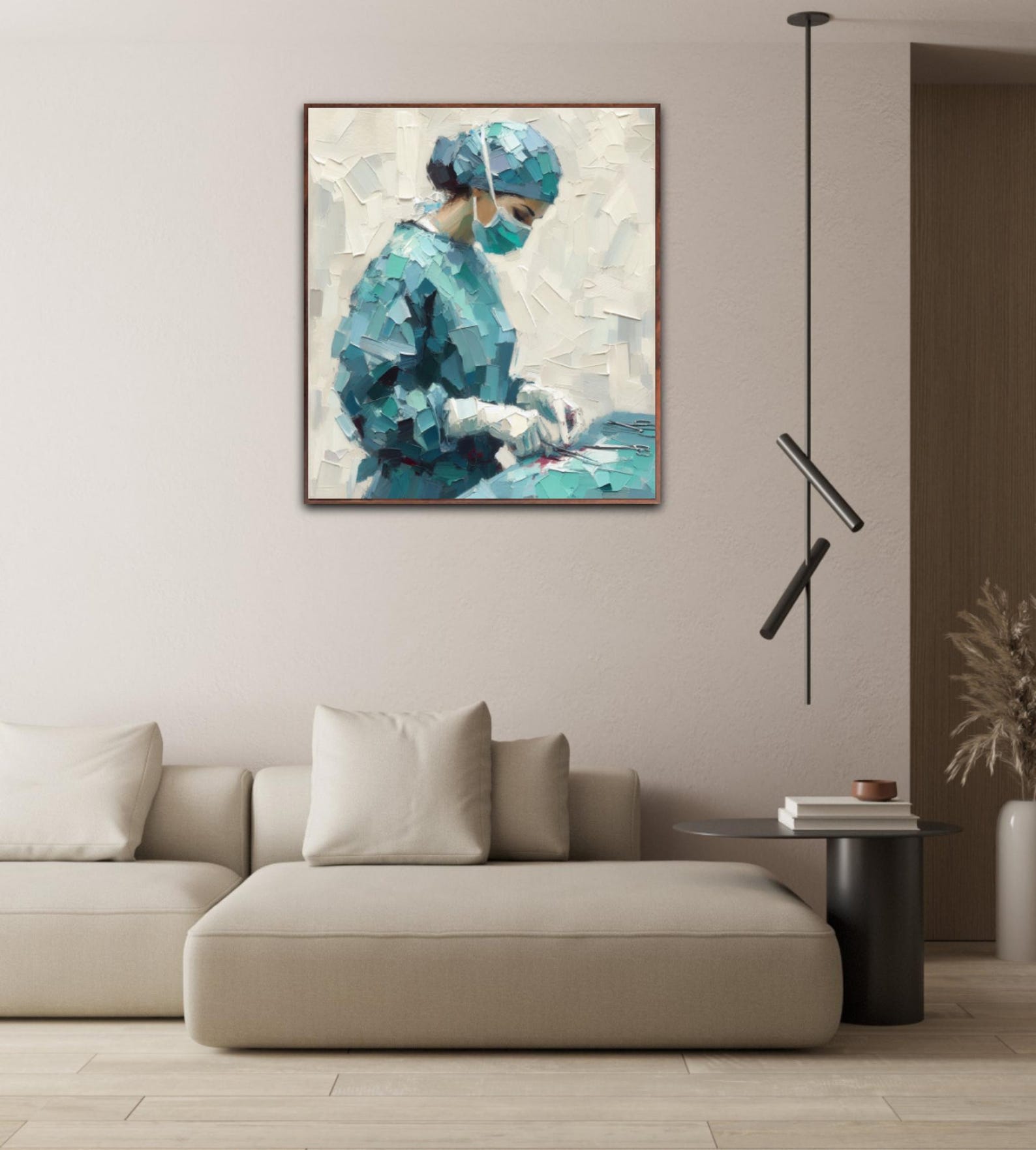 Female Surgeon 40" - Original Oil Painting, Surgical Procedure, Medical ...