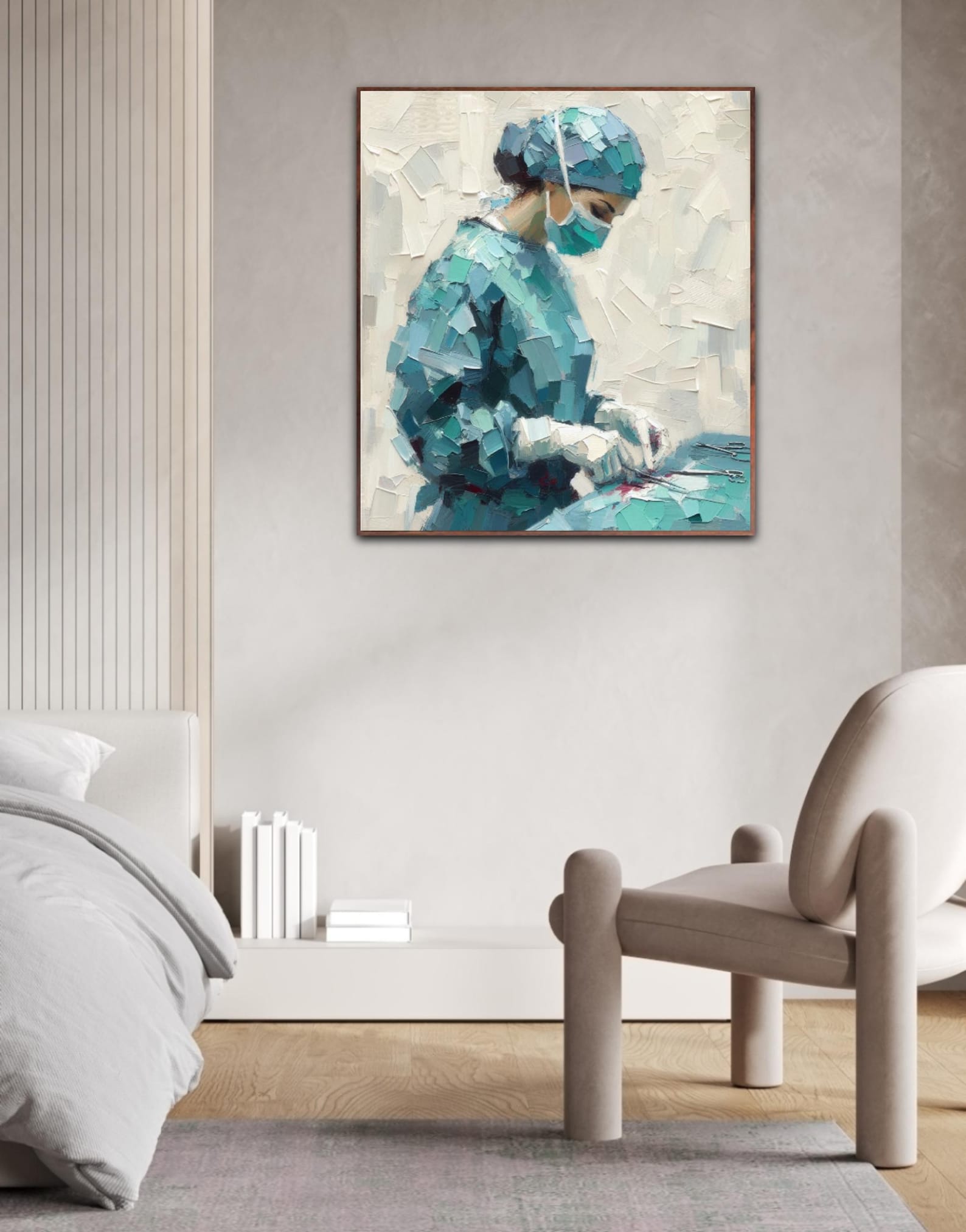Female Surgeon 40" - Original Oil Painting, Surgical Procedure, Medical ...