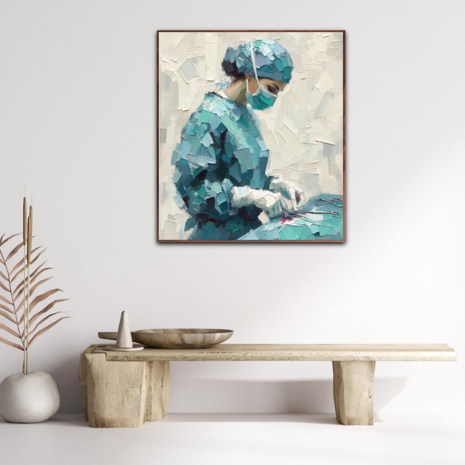 Female Surgeon 40" - Original Oil Painting, Surgical Procedure, Medical ...