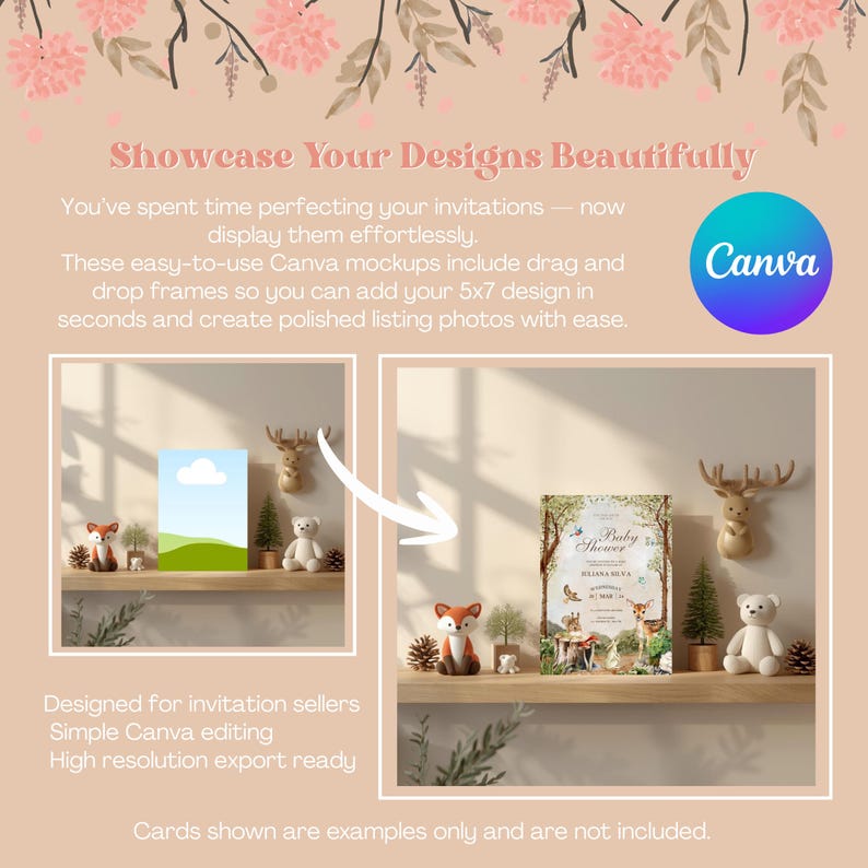 Woodland Animal Baby Shower Invitation Mockup | Forest Theme Nursery ...