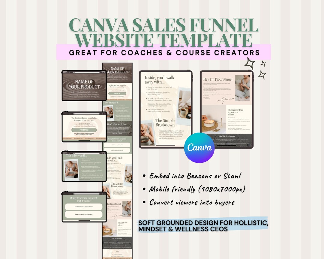 Canva Sales Funnel Template for Coaches | Long Form Offer Page - Etsy