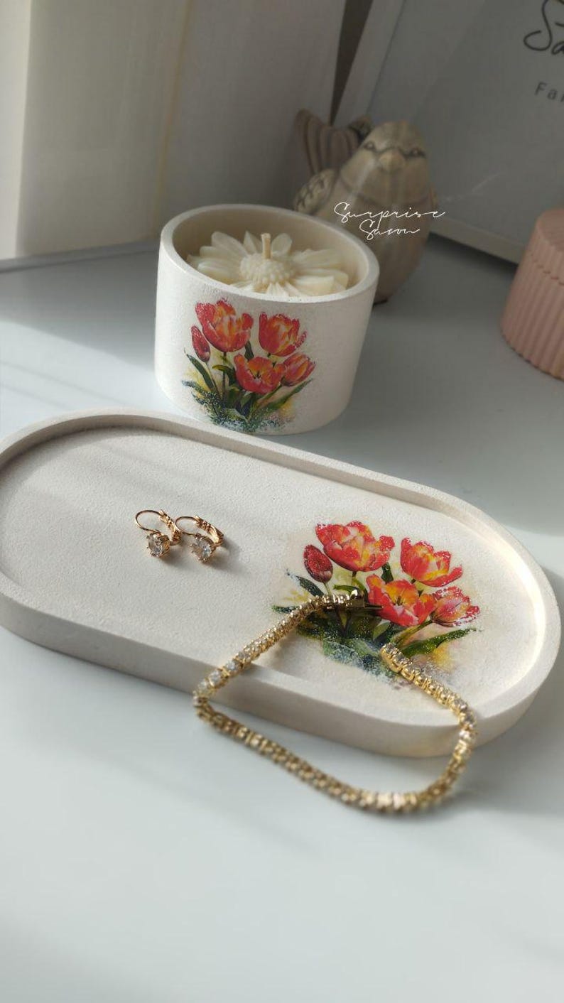 Hand-painted Floral Ceramic Candle Tray Set, Sculpted Flower Candle - Etsy