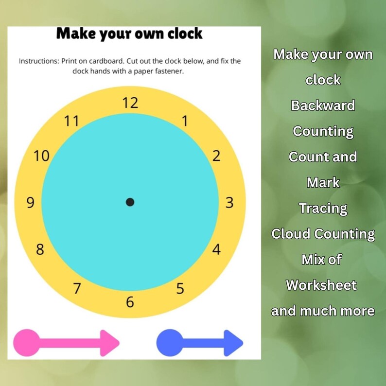 Preschool Math Worksheets | Counting, Tracing, Clock (instant Download ...