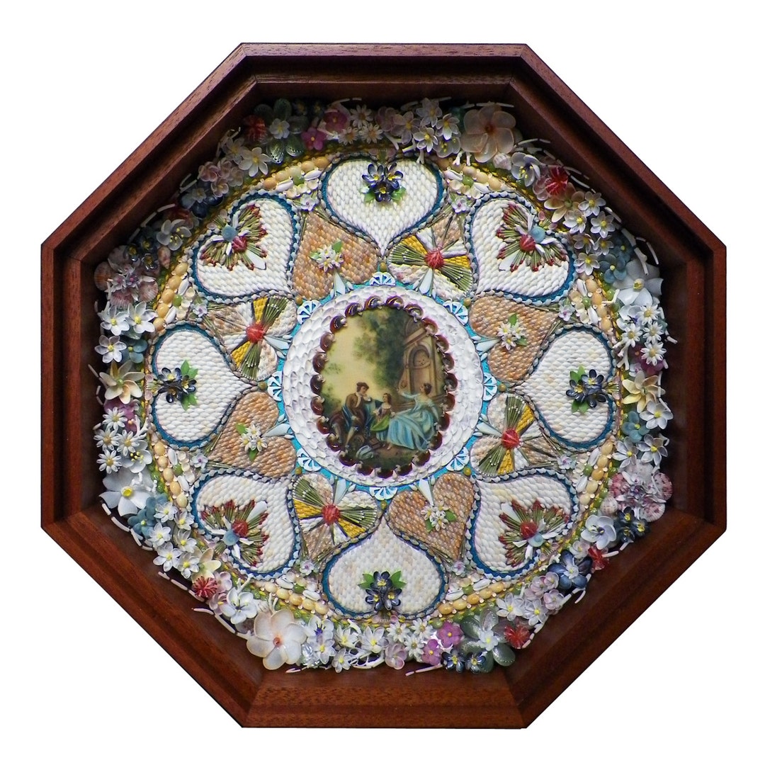 Sailor Valentine Shell Art Shell Mosaic Shell Flowers Seashell Mosaic ...