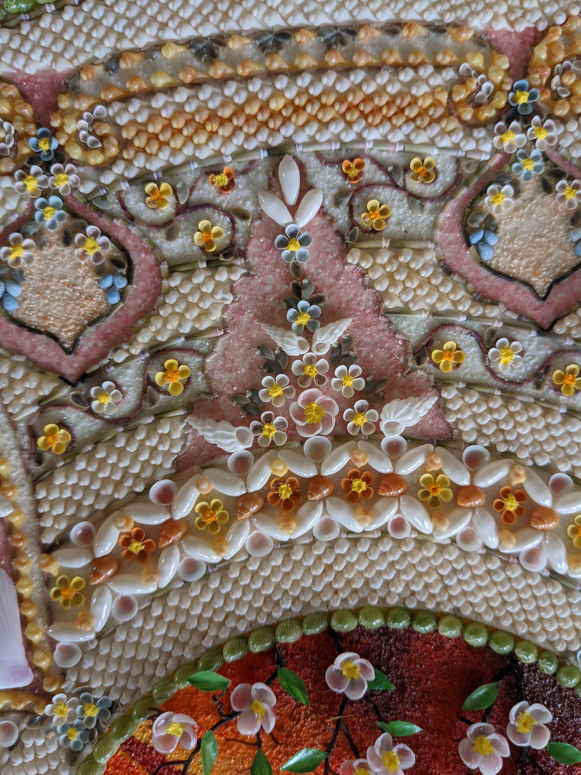 Swan Song Sailor's Valentine: Shell Art Wall Hanging in Mahogany Frame ...