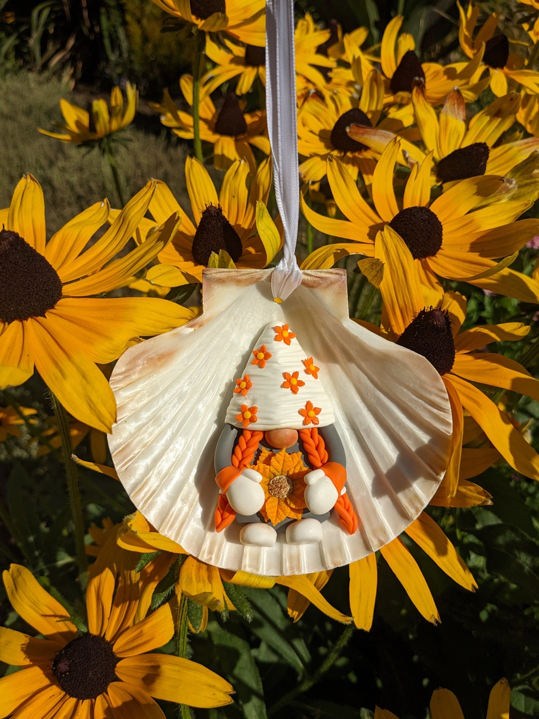 Handmade Gnome and Fall Themed Scallop Shell Ornament, Halloween Gnomes ...