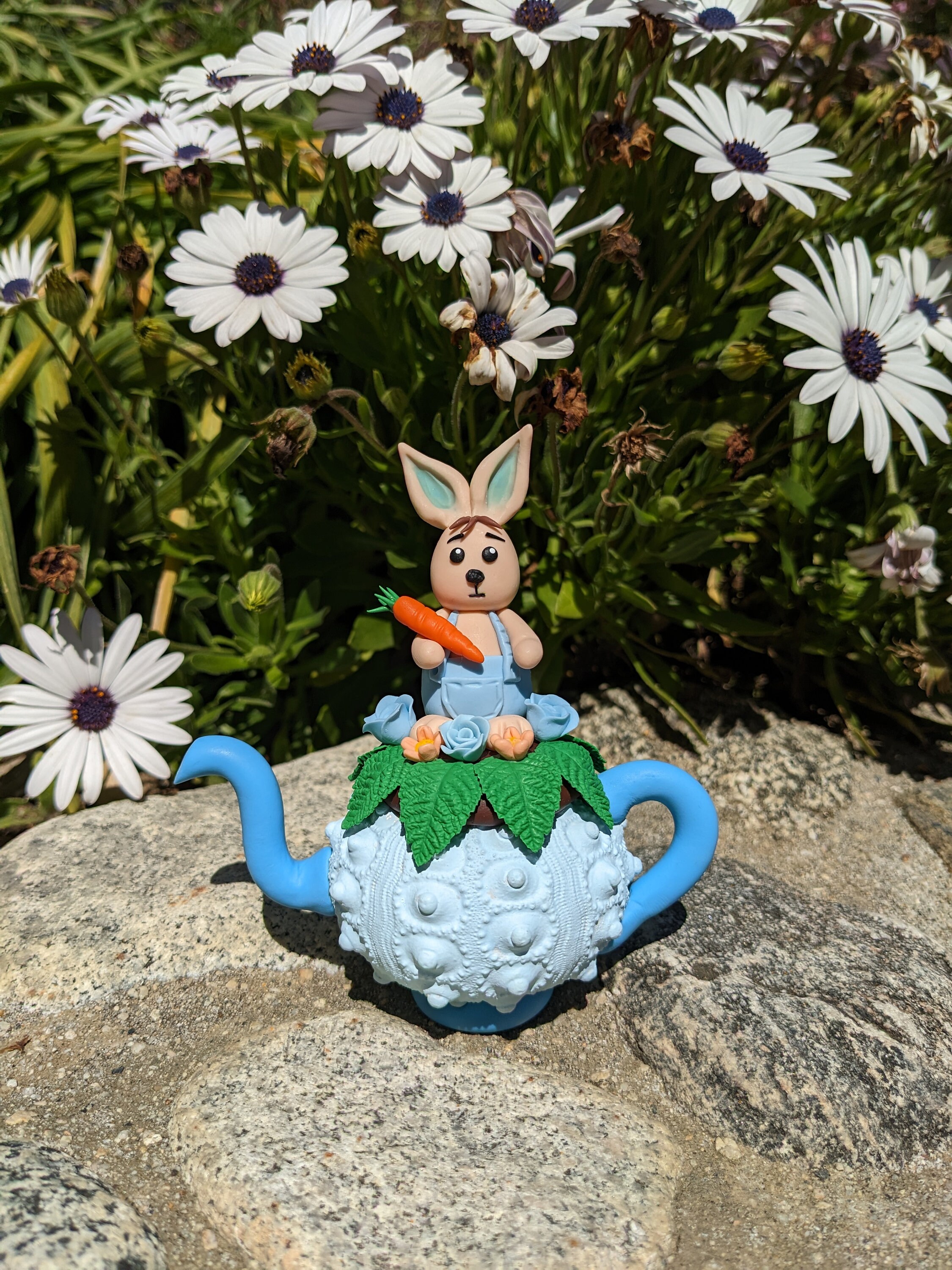 Easter Bunny Miniature Sea Urchin Teapot, Polymer Clay Bunny, Rabbit ...