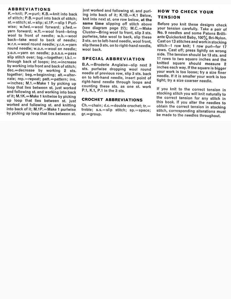 Vintage Baby Knitting Pattern: Hat, Mittens, Jacket, Tights, Booties (0 ...