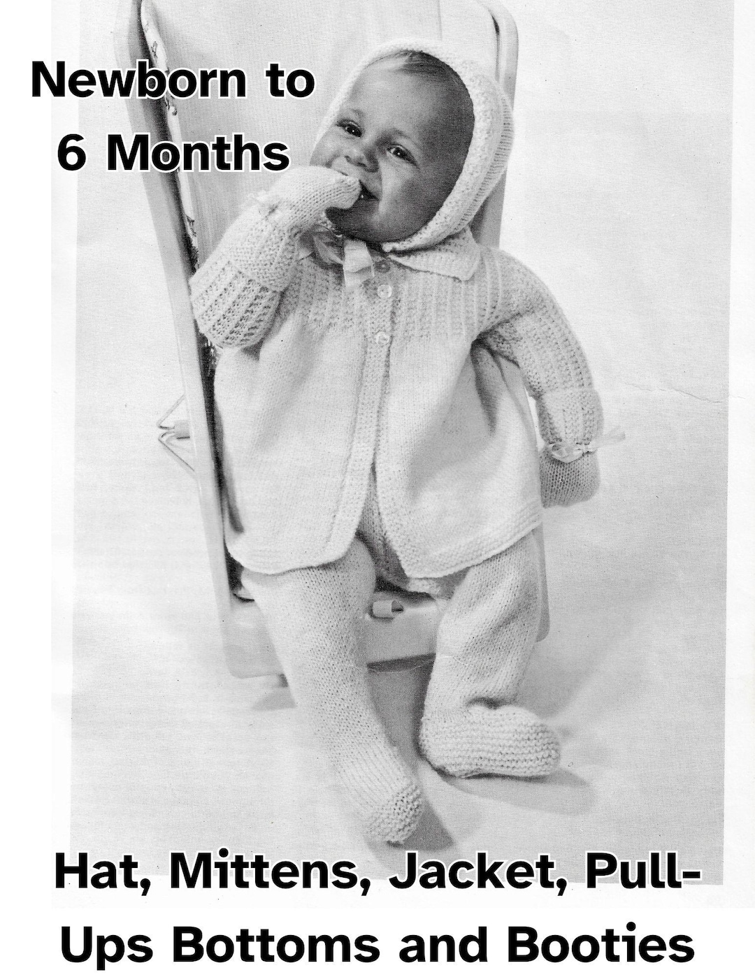 Vintage Baby Knitting Pattern: Hat, Mittens, Jacket, Tights, Booties (0 ...