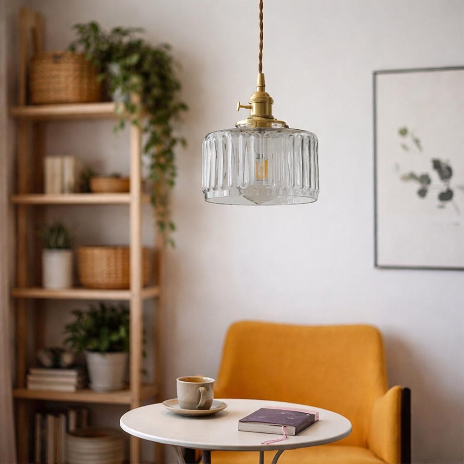 Fluted Glass Pendant Light: Modern Vintage Hanging Lamp, E27 - Etsy