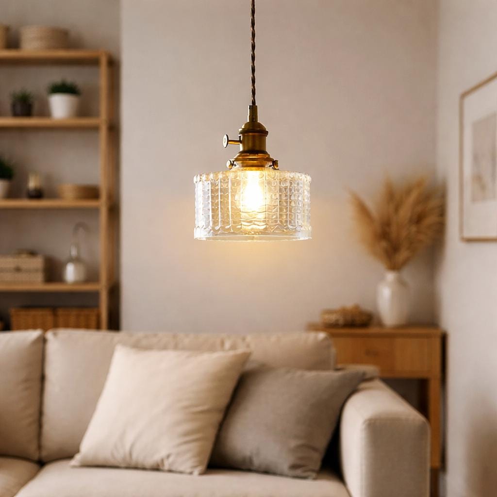 Fluted Glass Pendant Light: Modern Vintage Hanging Lamp, E27 - Etsy