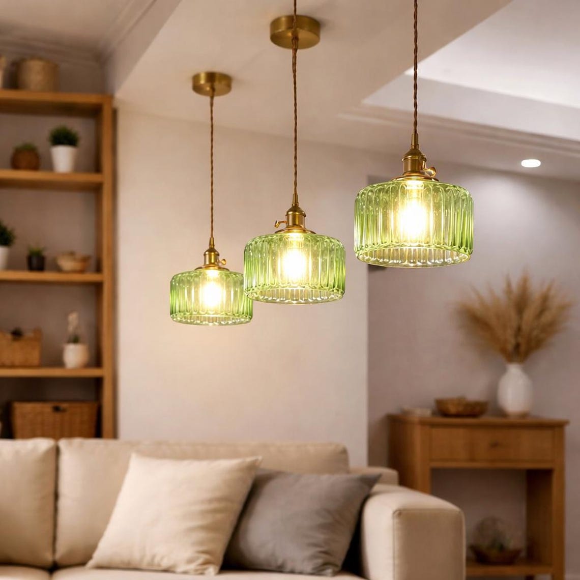 Fluted Glass Pendant Light: Modern Vintage Hanging Lamp, E27 - Etsy
