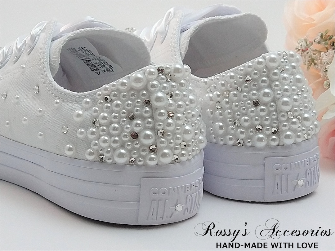 Perlas Cristal Boda Converse Para Novia Boda Blanca Converse