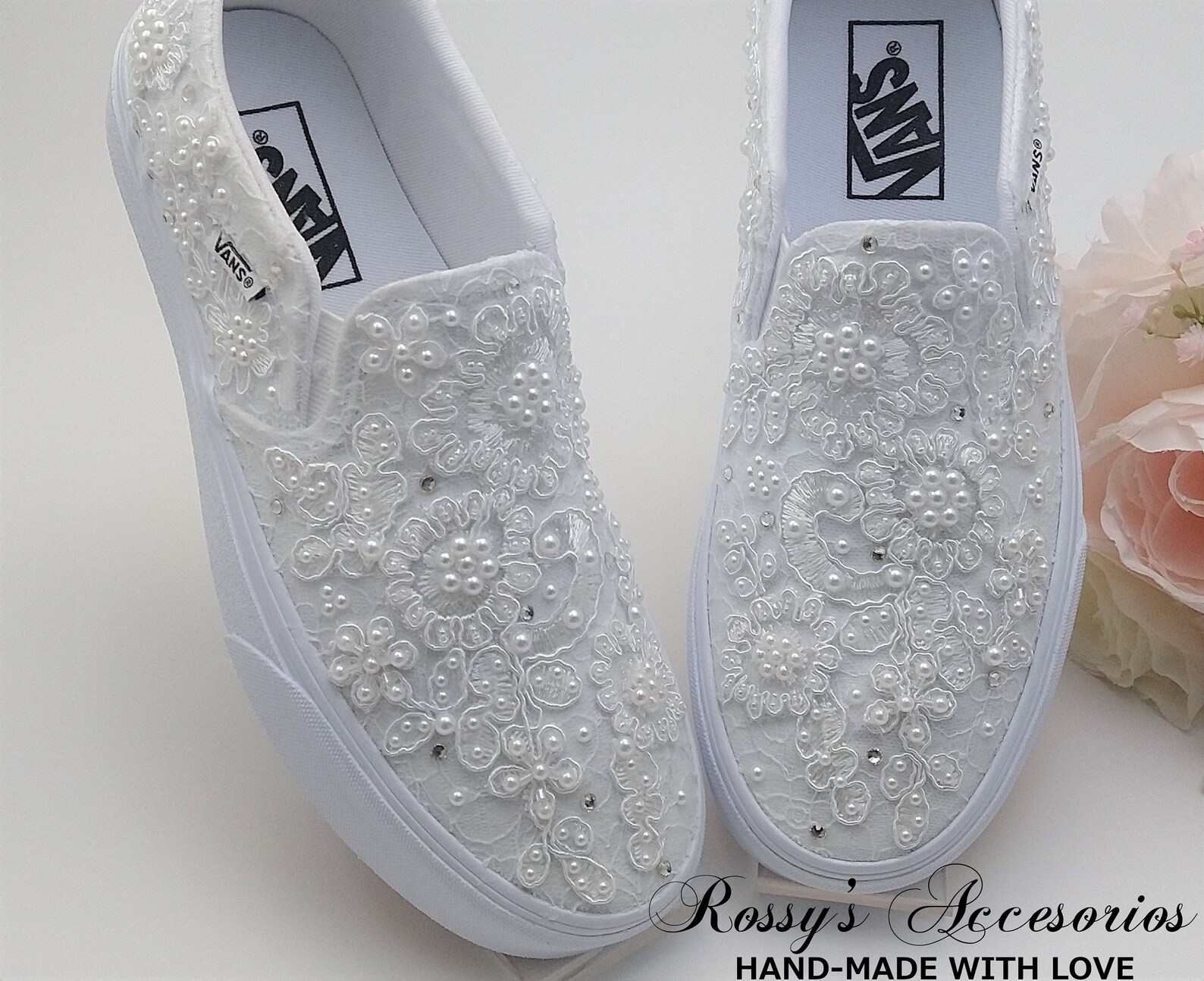 Slip on White Lace Wedding Vans / Wedding Vans Sneakers for - Etsy