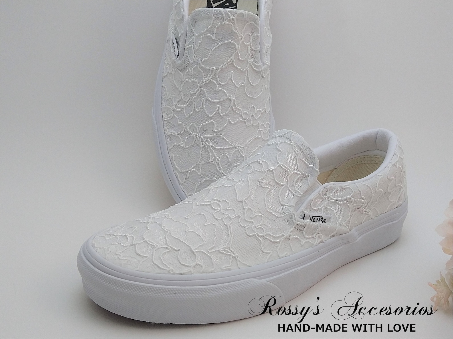 Slip on White Lace Wedding Vans / Lace Vans Slip on Sneakers / - Etsy