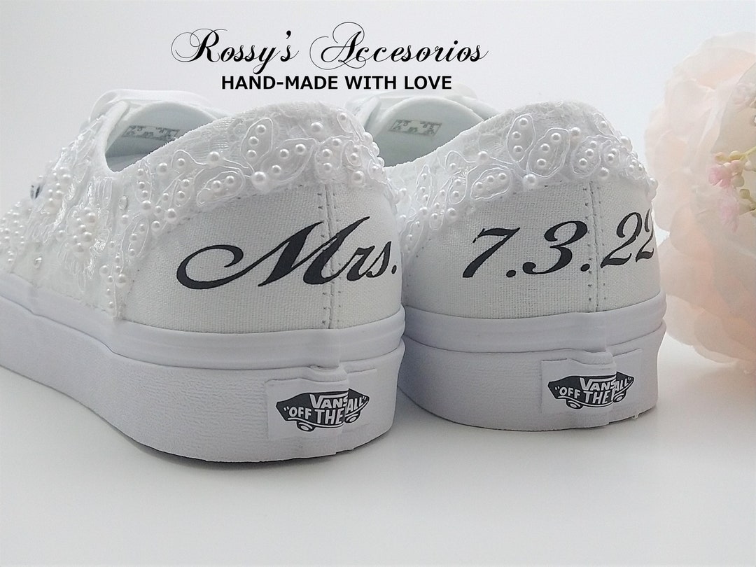 White Lace Wedding Vans / Wedding Vans Sneakers for Bride / White Lace Vans Sneakers / Bridal ...
