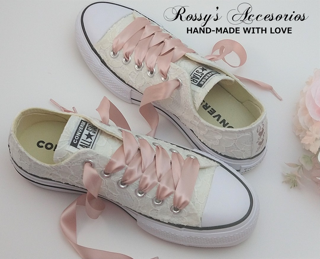 Rose Gold Platform Converse Women's Ivory Lace Platform Converse ...