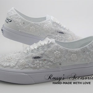 White Lace Wedding Vans / Wedding Vans Sneakers for Bride / White Lace ...