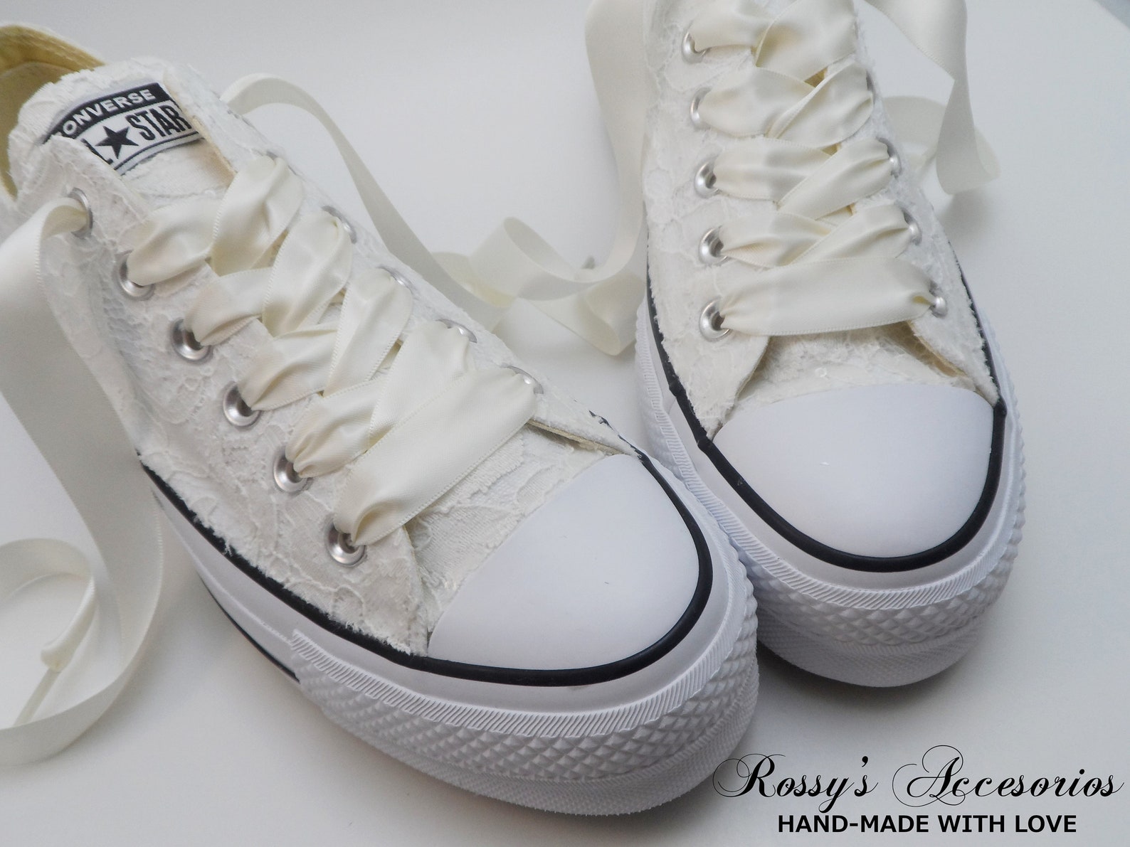 Ivory Sequin Lace Platform Converse / Women's Platform | Etsy