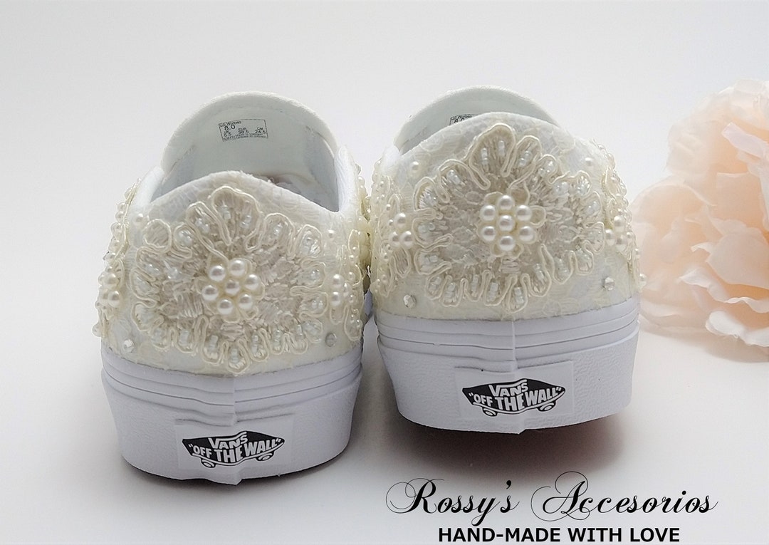 Slip on Ivory Lace Wedding Vans / Wedding Vans Sneakers for Bride ...