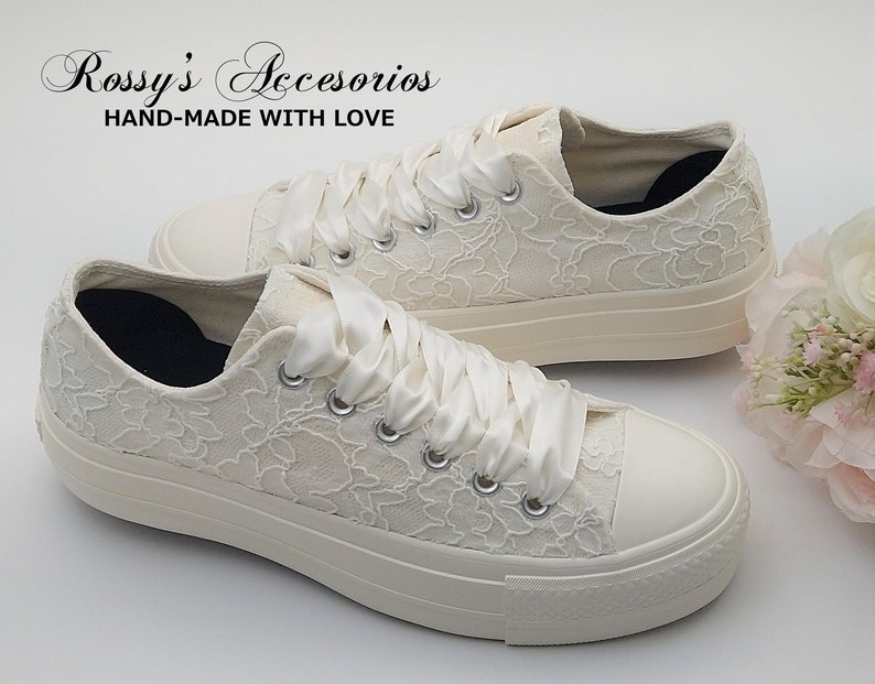 Custom All Ivory Lace Platform Converse / Women's Platform - Etsy