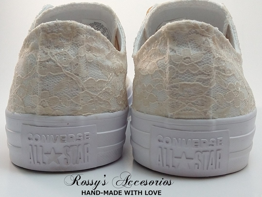 Champagne Personalized Wedding Converse/champagne Lace Converse ...
