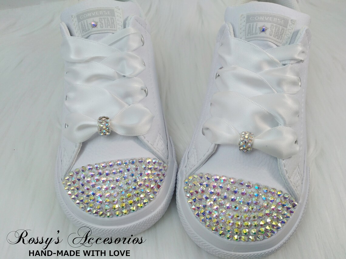 Custom Matching White Leather Converse / White Leather Lace Converse ...