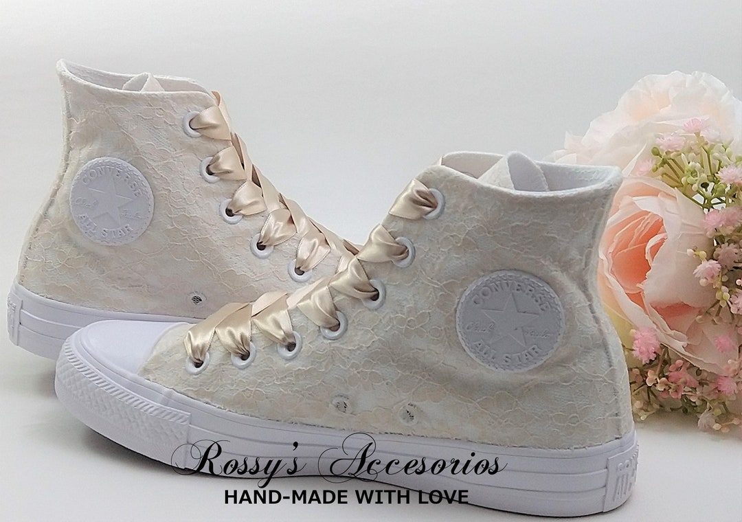 Champagne High Top Converse /women's High Top Converse/ Champagne Lace ...