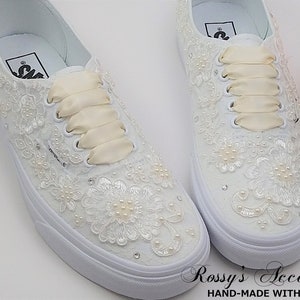 Ivory Lace Wedding Vans / Wedding Vans Sneakers for Bride / Ivory Lace ...