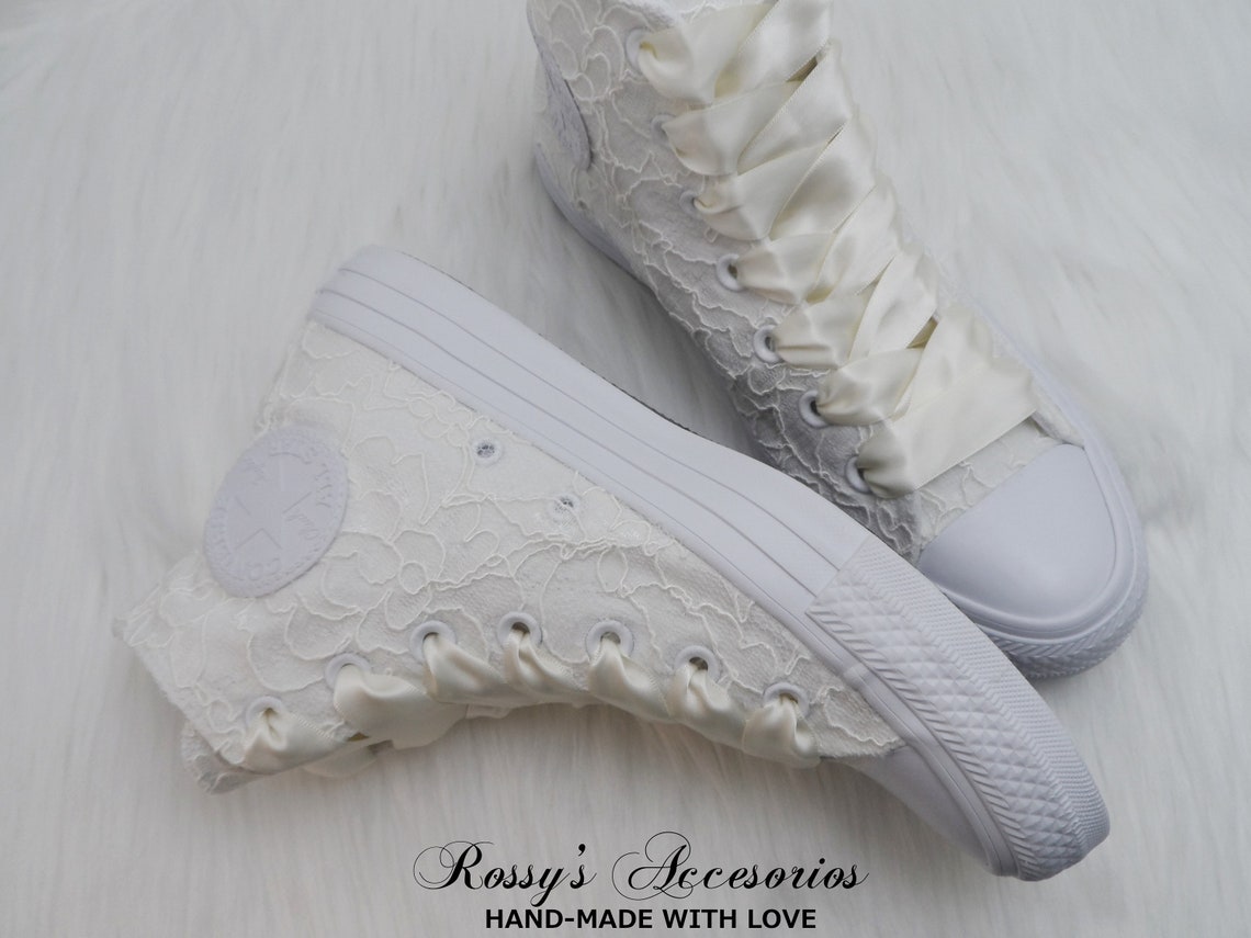 Ivory Lace High Top Converse / Women's High Top Converse/ - Etsy