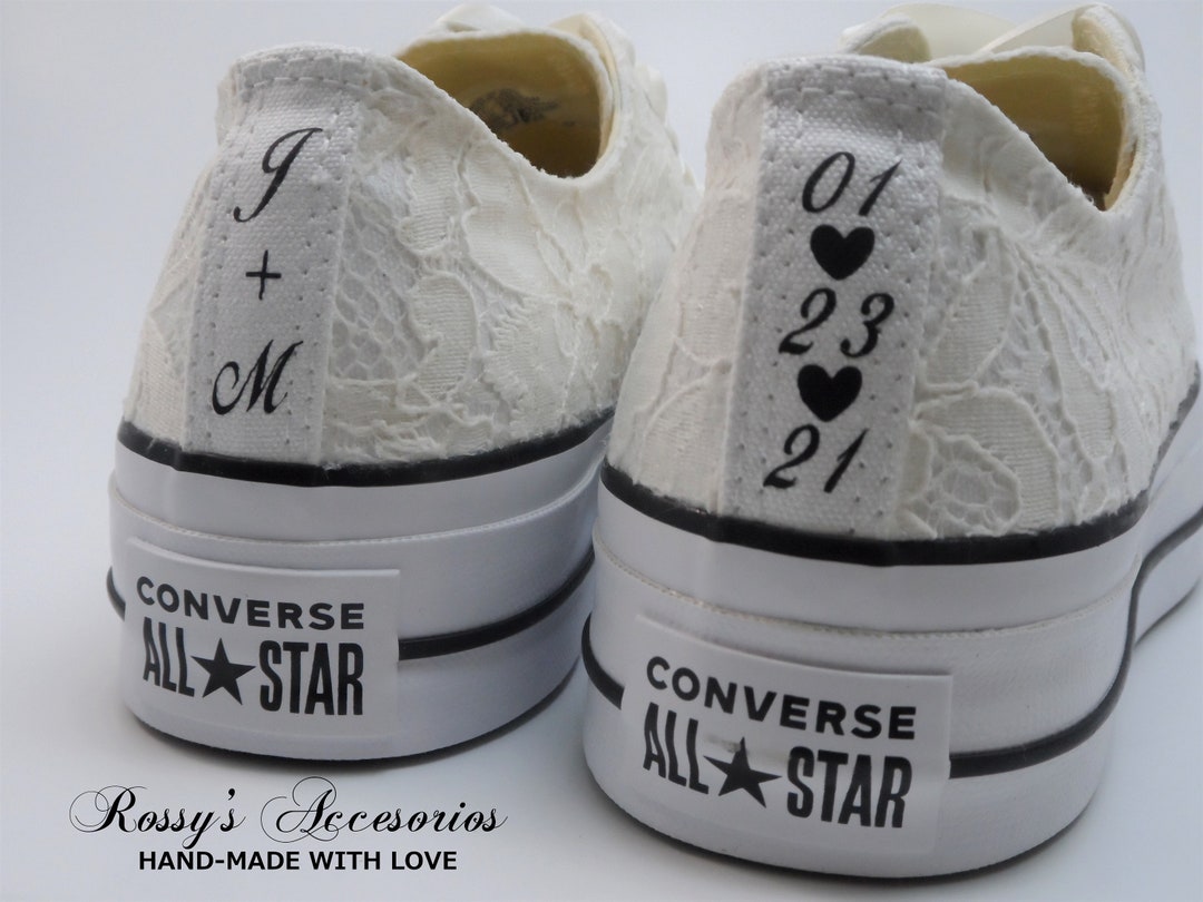Ivory Sequin Lace Platform Converse / Women's Platform Converse ...