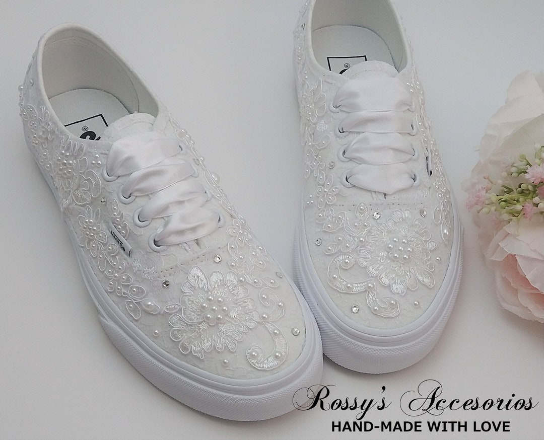 White Lace Wedding Vans / Wedding Vans Sneakers for Bride / White Lace ...