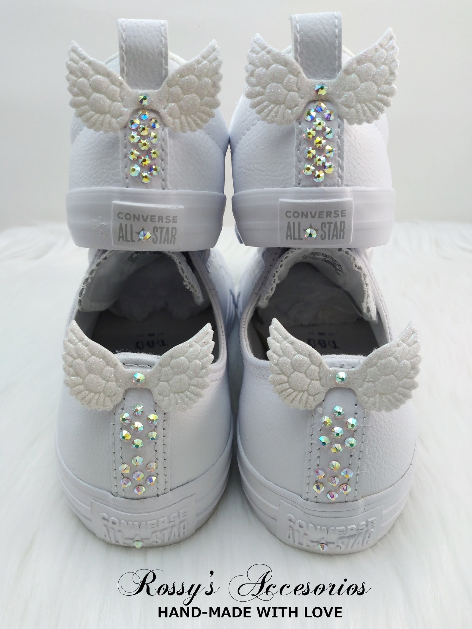 Custom Matching White Leather Converse / White Leather Lace Converse ...