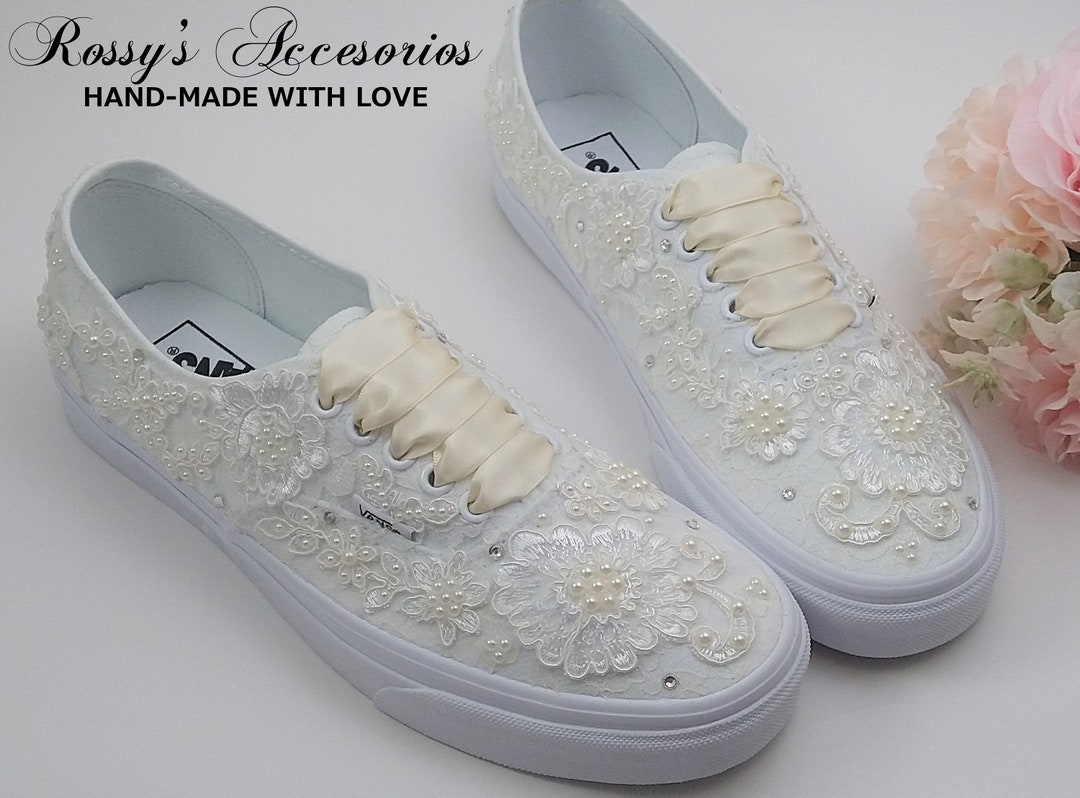 Ivory Lace Wedding Vans / Wedding Vans Sneakers for Bride / Ivory Lace Vans Sneakers / Bridal ...