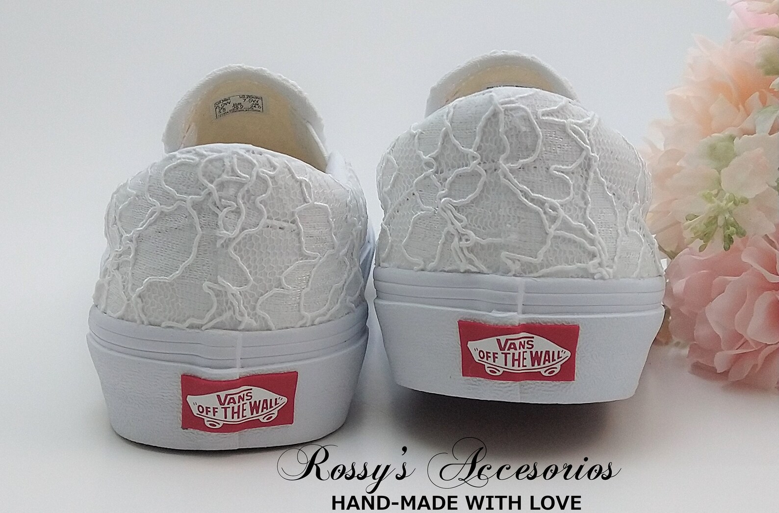 Slip on White Lace Wedding Vans / Lace Vans Slip on Sneakers / - Etsy
