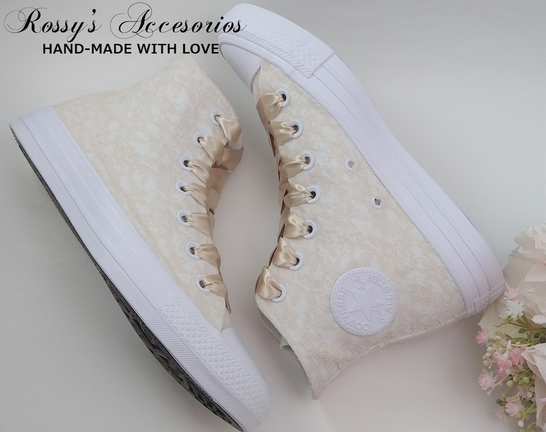Champagne High Top Converse /women's High Top Converse/ Champagne Lace ...