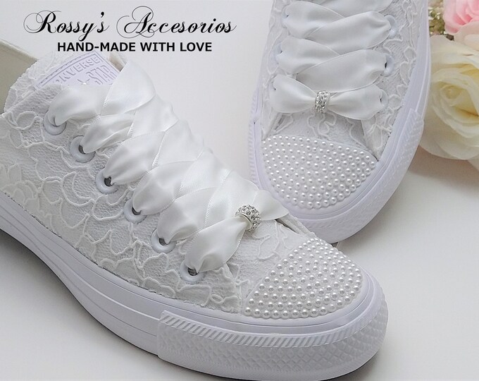 Wedding Converse / White Lace Converse / Wedding Lace Converse ...