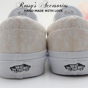 Slip on CHAMPAGNE Lace Wedding Vans, Ivory Lace Vans Slip on Sneakers ...