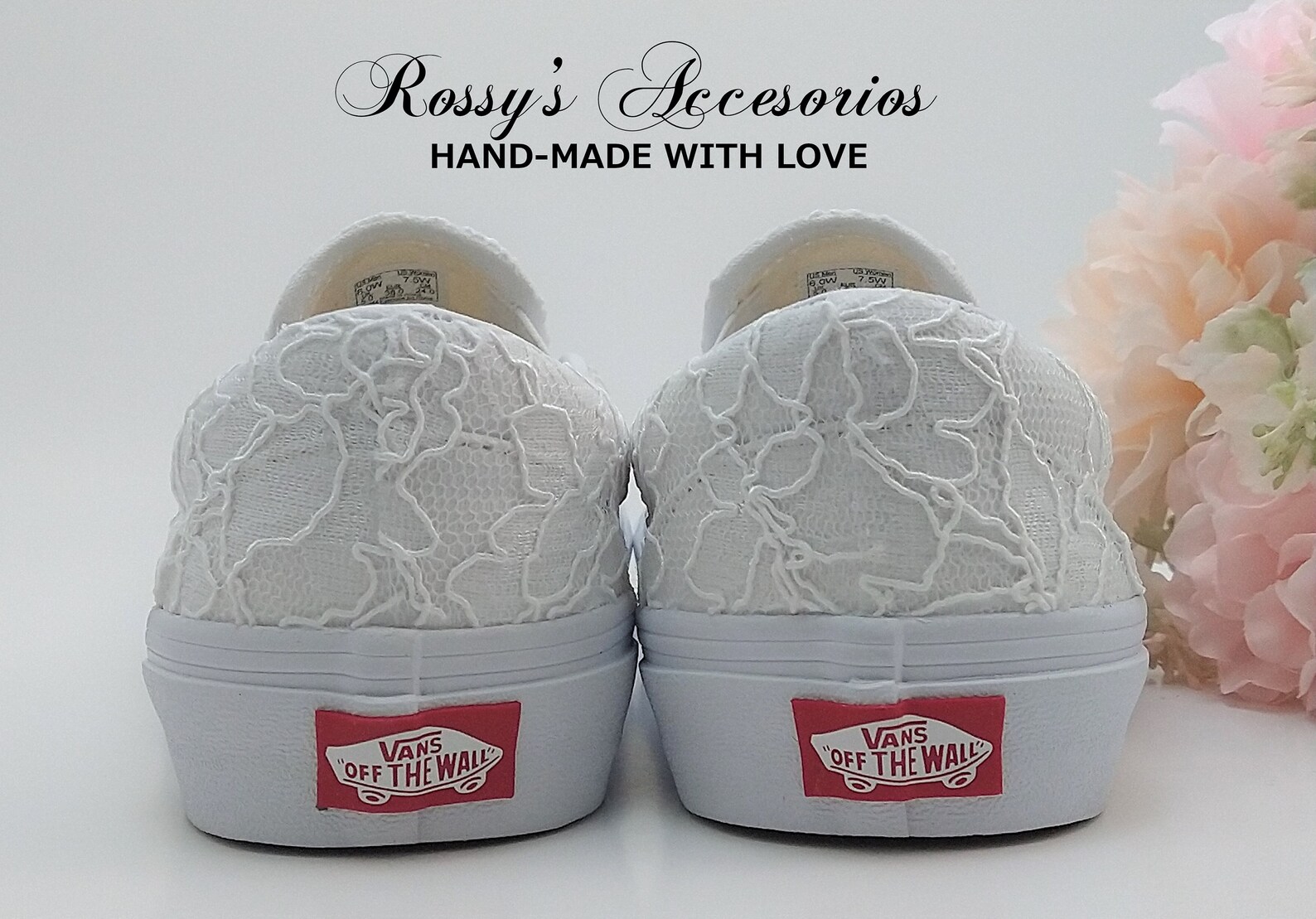 Slip on White Lace Wedding Vans / Lace Vans Slip on Sneakers / - Etsy