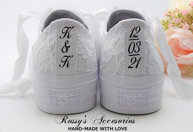 Custom All Ivory Lace Platform Converse / Women's Platform - Etsy