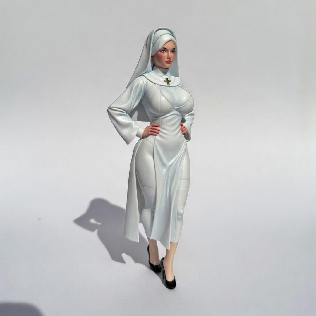 Stylized Modern Nun 3D Print – Female Clergy Single Piece STL Miniature ...
