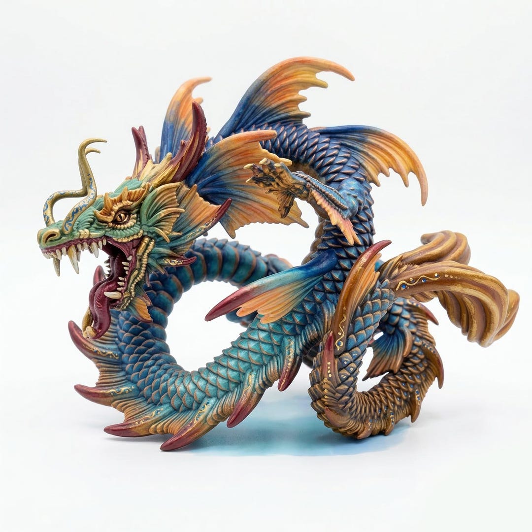 Majestic Water Dragon STL - 3D Printable Miniature Figure, 2 Parts ...
