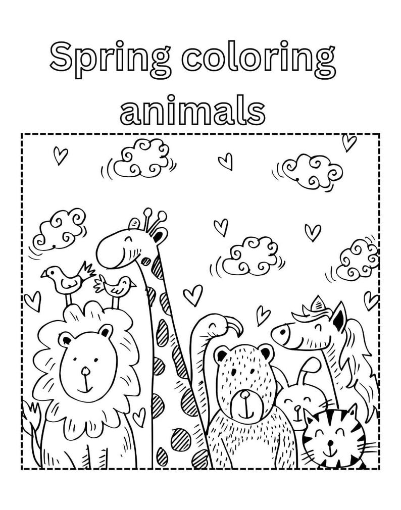 Cute Animals Coloring Pages,spring Coloring Book for Kids | 30 Wildlife ...